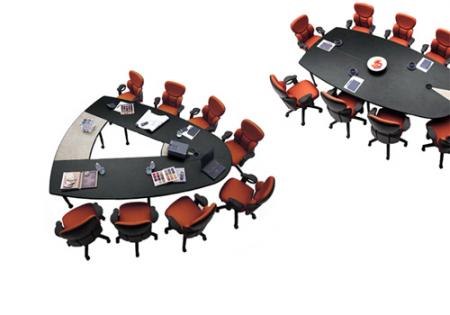 Stylish Conference Table Converts to V-shaped Video Conference Table